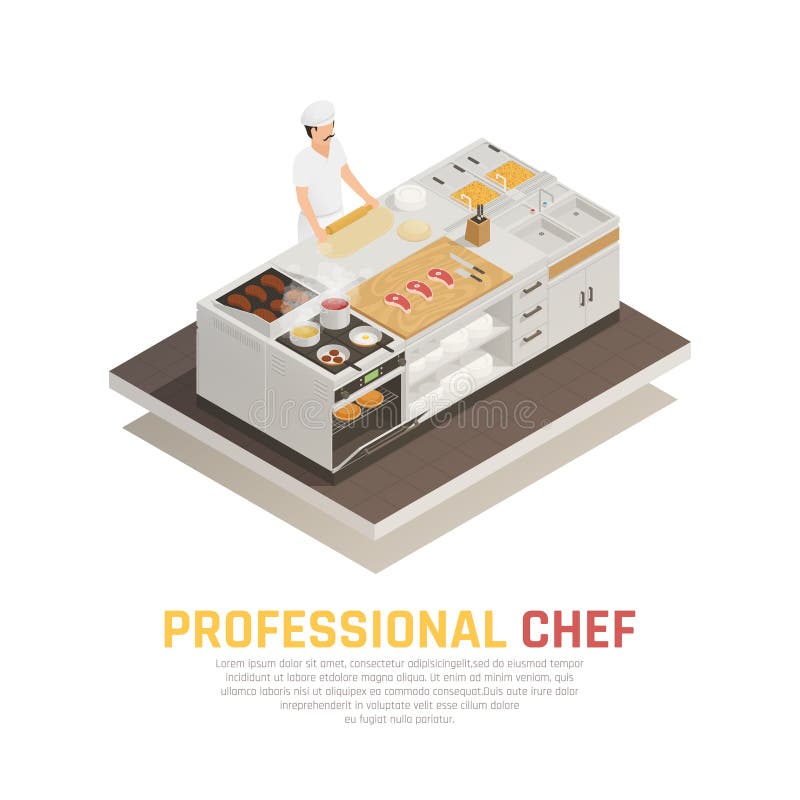 Restaurant Kitchen Isometric Collection Stock Illustrations – 560 ...