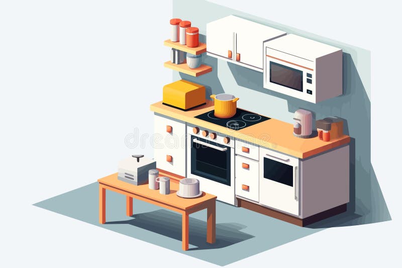 Kitchen Isometric Vector Flat Minimalistic Isolated Illustration Stock ...