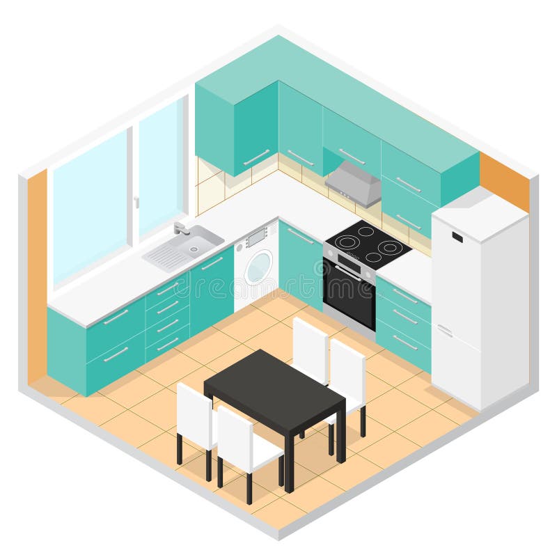 Vector Isometric Kitchen Icon Stock Vector - Illustration of icon ...