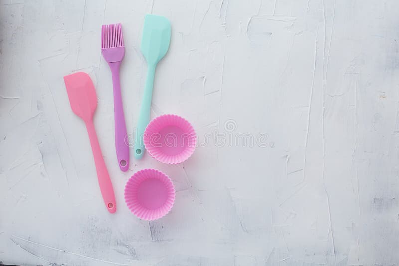 Kitchen Items for Baking on a White Textural Background Stock Image ...