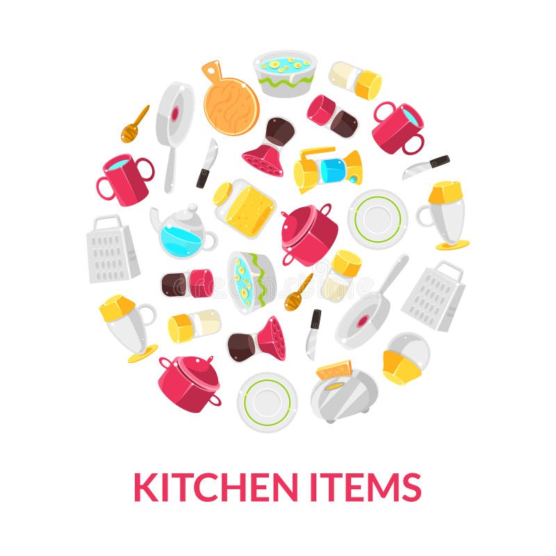 Kitchen Items Banner Template with Cooking Utensils Vector Illustration ...