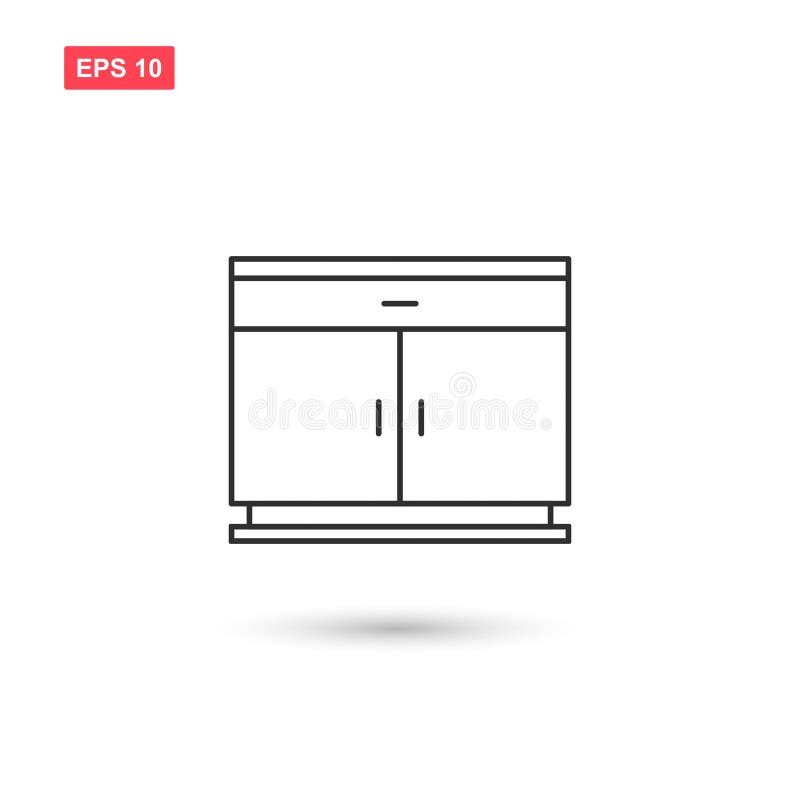 Kitchen Kabinet Line Vector Icon Design Isolated Stock Vector ...