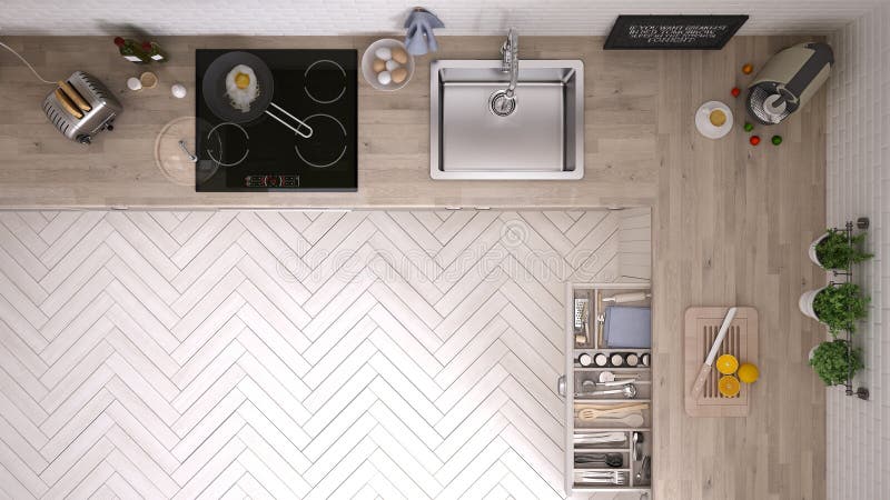 Kitchen with Kitchen Tools, Interior Design Stock Photo - Image of ...