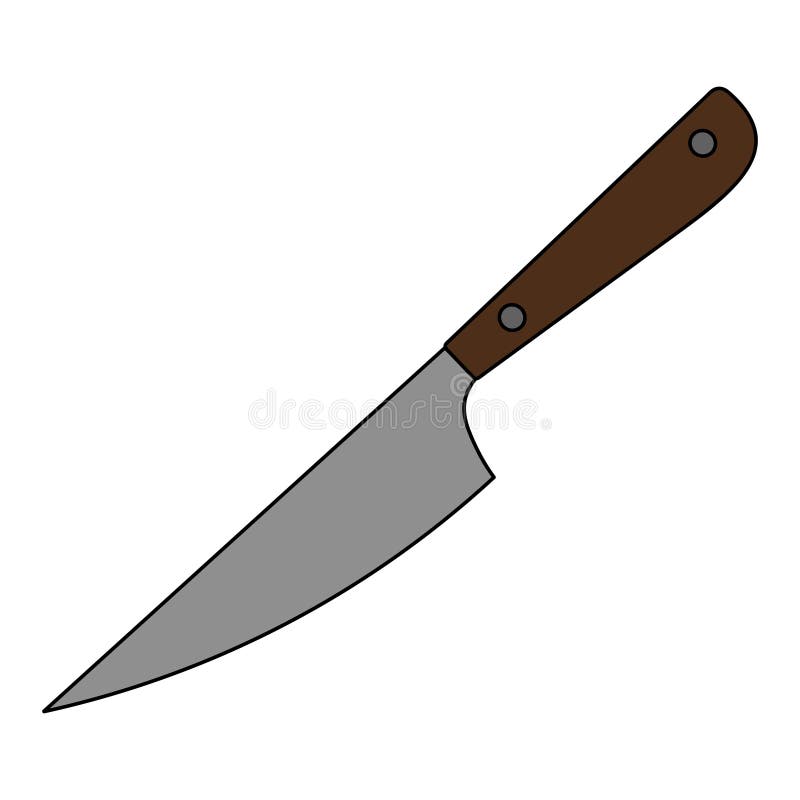 Kitchen Knife in Cartoon Style. the Device Consists of a Handle and a ...