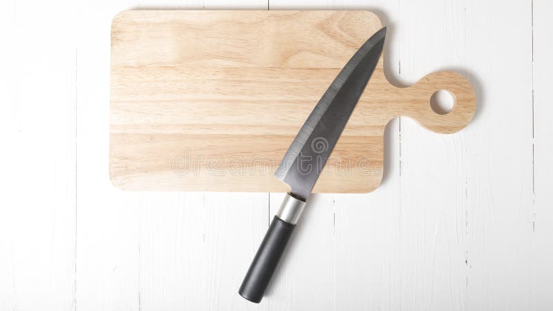 Kitchen Knife on Cutting Board Stock Photo - Image of chop, surface ...