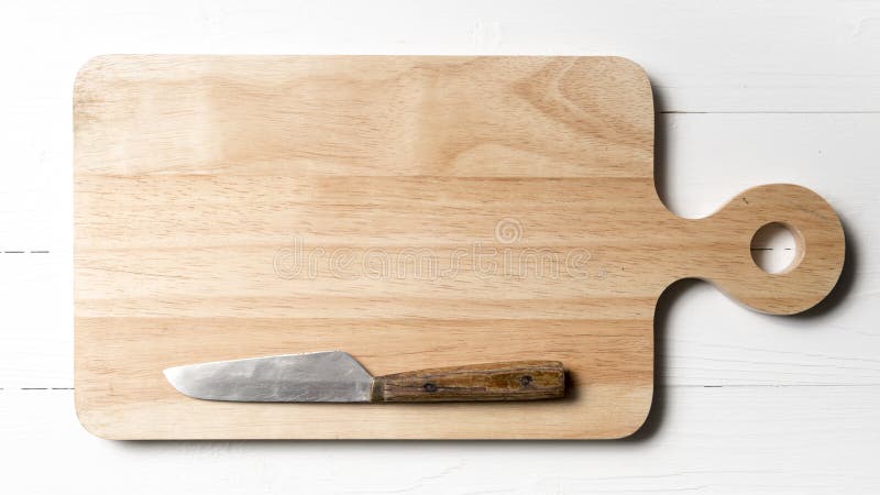 Kitchen Knife on Cutting Board Stock Photo - Image of utensil, handle ...