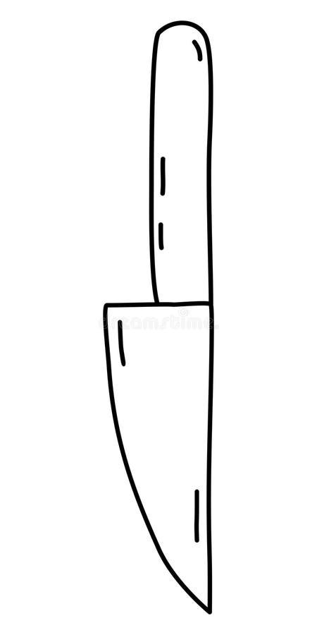 Kitchen Knife, Doodle Style Flat Vector Outline for Coloring Book Stock ...