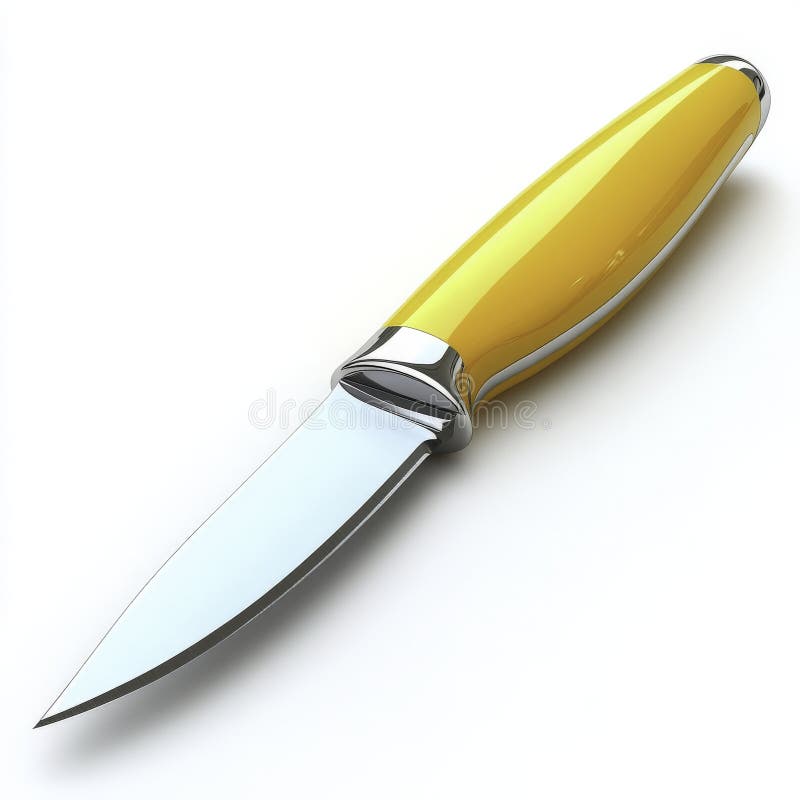 Bright Yellow Kitchen Knife Displayed on a White Background Showcasing ...
