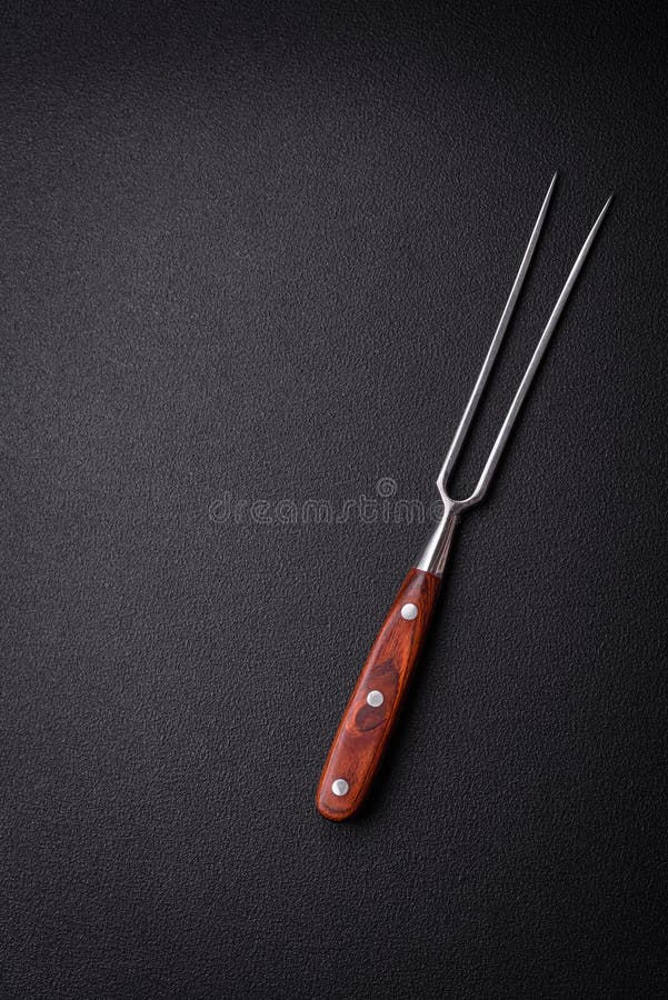 Kitchen Knife and Fork Made of Steel with Copy Space Stock Photo ...