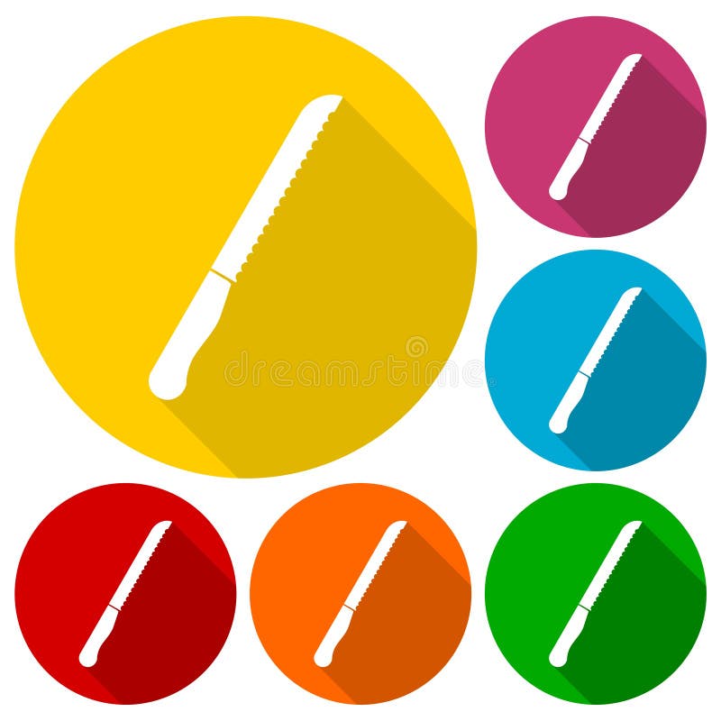 Kitchen Knife Icons Set with Long Shadow Stock Vector - Illustration of ...