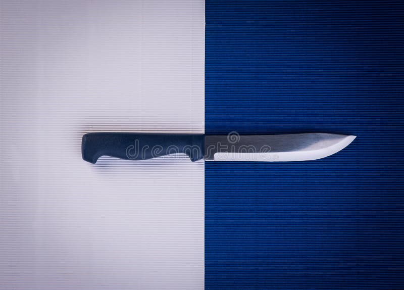 Kitchen Knife Over Blue Background Stock Image - Image of kitchen ...