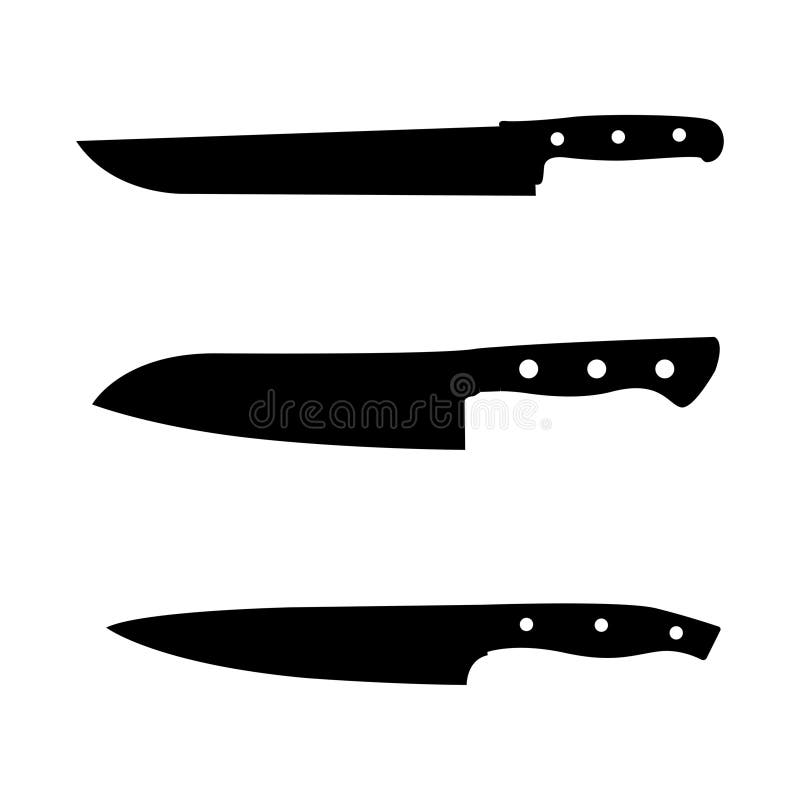 Kitchen Knife Silhouette. Butcher Knife Black and White Icon Design ...