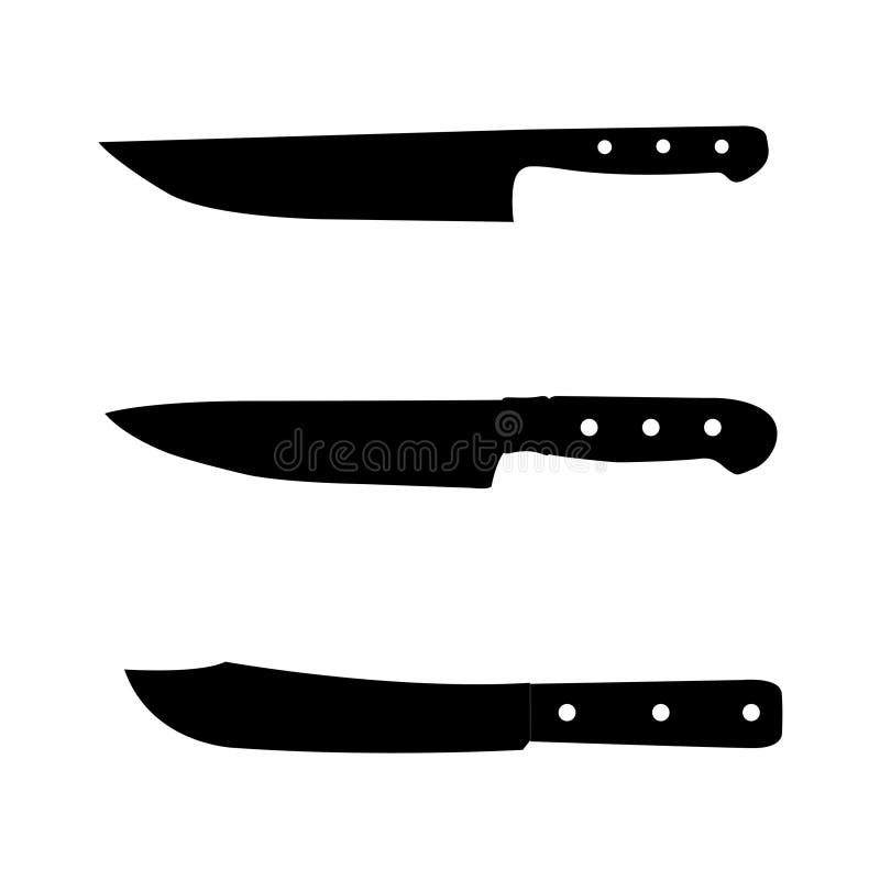 Kitchen Knife Silhouette. Butcher Knife Black and White Icon Design ...