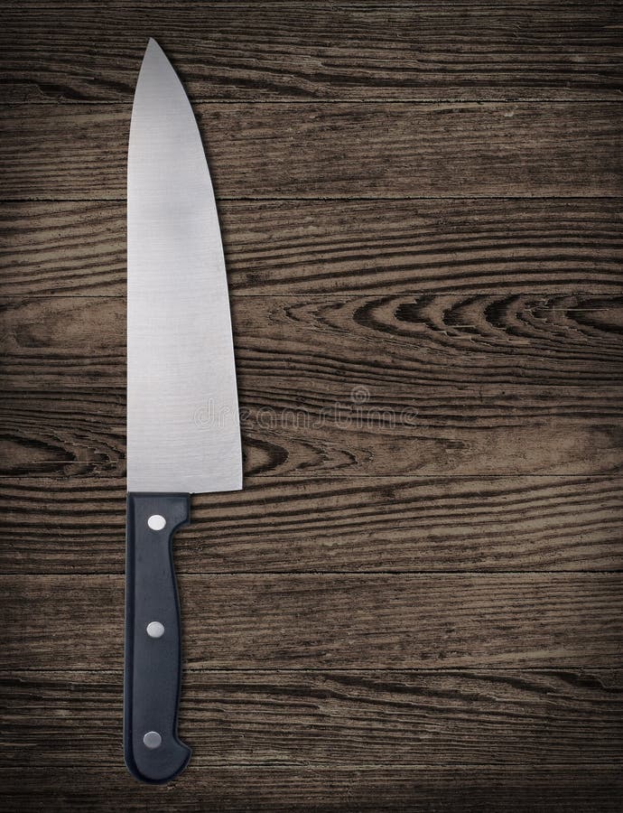 Kitchen Knife on Wooden Table. Stock Photo - Image of brown, copy: 16240644