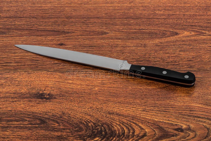 Kitchen Knife on a Wooden Table Stock Image - Image of cutting, blade ...