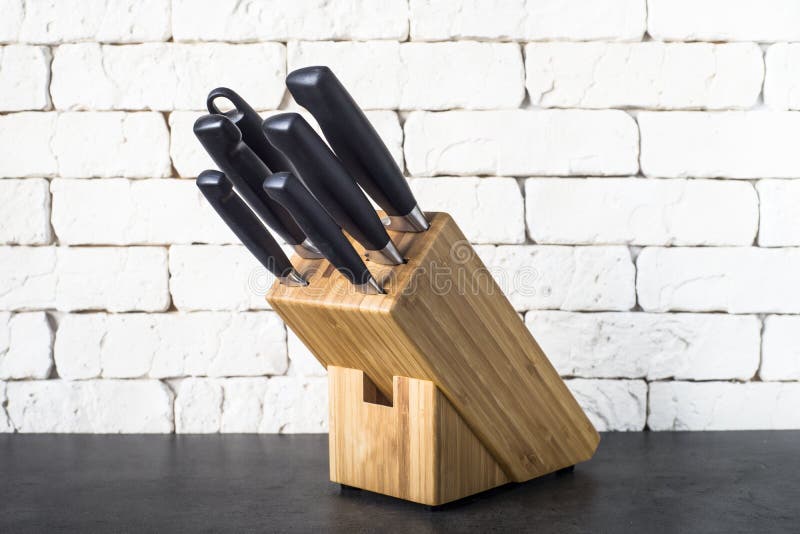 Kitchen Knives Set on the Kitchen Table. Stock Image - Image of ...