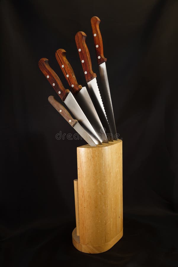 Kitchen Knives and Their Wooden Block Stock Photo - Image of cucina ...