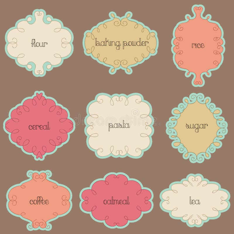 Kitchen labels stock vector. Illustration of pasta, card - 28844017