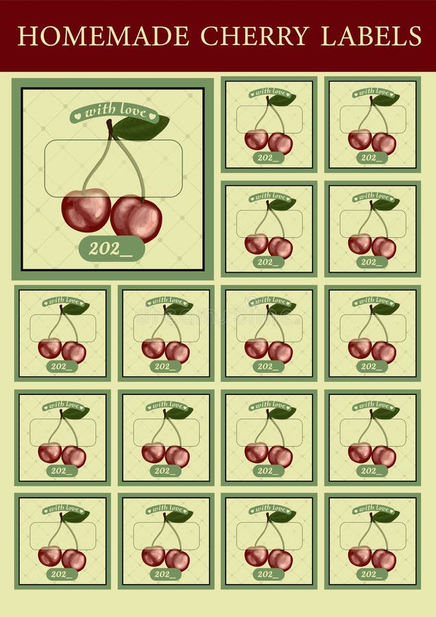 Kitchen Labels for Jam. Stickers for Home Preservation. Cherry Jam ...