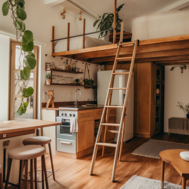 A Kitchen with a Ladder in the Middle of it. AI Generative Image. Stock ...
