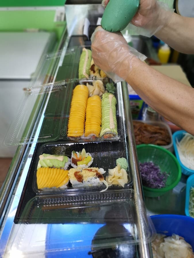 Kitchen Layout of the Sushi Preparation Table Stock Image - Image of ...