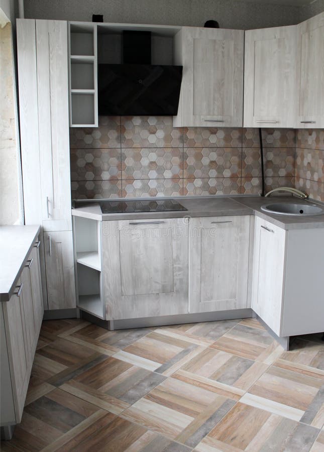 Kitchen Locker in the room stock photo. Image of shelves - 102325302