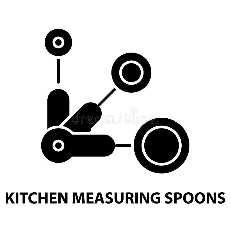 Kitchen Measuring Spoons Icon, Black Vector Sign with Editable Strokes ...