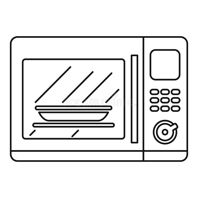 Kitchen Microwave Icon, Outline Style Stock Vector - Illustration of ...