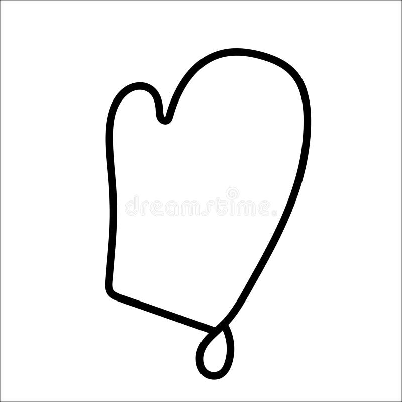 Kitchen Mitten Vector Doodle Hand Drawn Illustration Isolated on White ...
