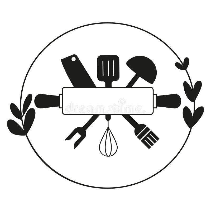 Kitchen Monogram Icon Vector Set. Kitchen Split Frame Illustration ...