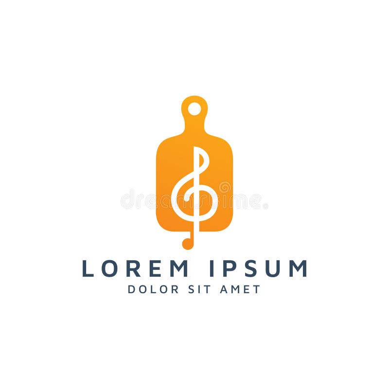 Kitchen and Music Negative Space Logo Design Stock Vector ...