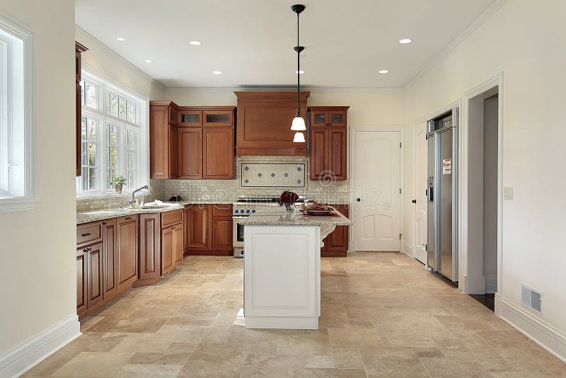 Kitchen in New Construction Home Stock Photo - Image of furniture ...