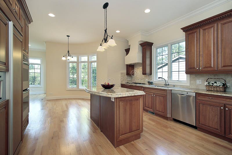 Kitchen in New Construction Home Stock Image - Image of meal, dinner ...