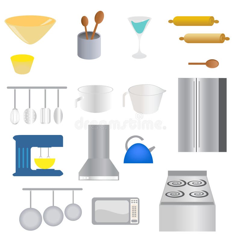 Kitchen utensils and tools stock vector. Illustration of silhouette ...