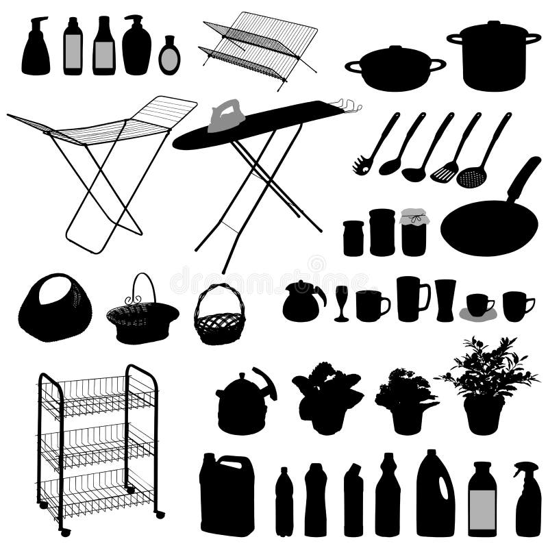 Kitchen Objects - Silhouette Vector Stock Vector - Illustration of ...