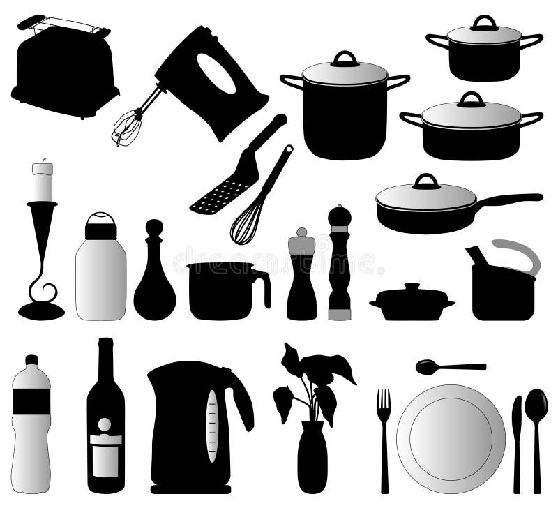 Kitchen Objects - Silhouette Vector Stock Vector - Illustration of ...