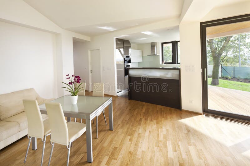 Kitchen Open Space at New Interior of Family House Stock Image - Image ...