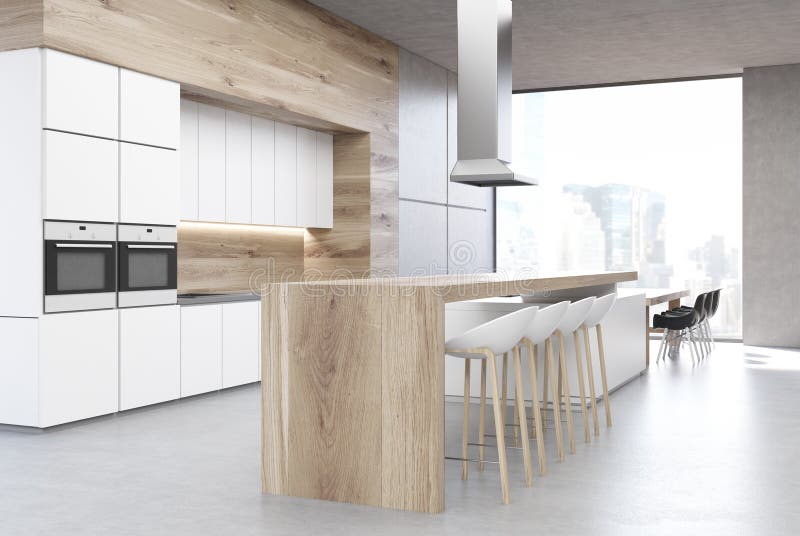 Kitchen with oven, side stock illustration. Illustration of family ...