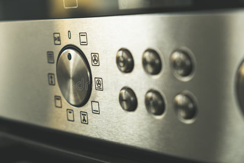 Kitchen Oven Stainless Steel Panel with Buttons and Knobs Stock Photo ...