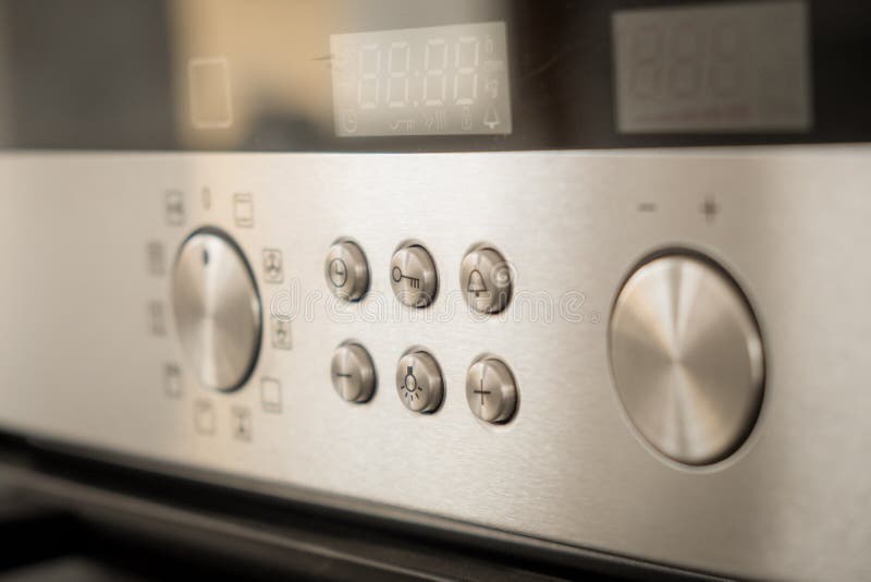 Kitchen Oven Stainless Steel Panel with Buttons and Knobs Stock Image ...