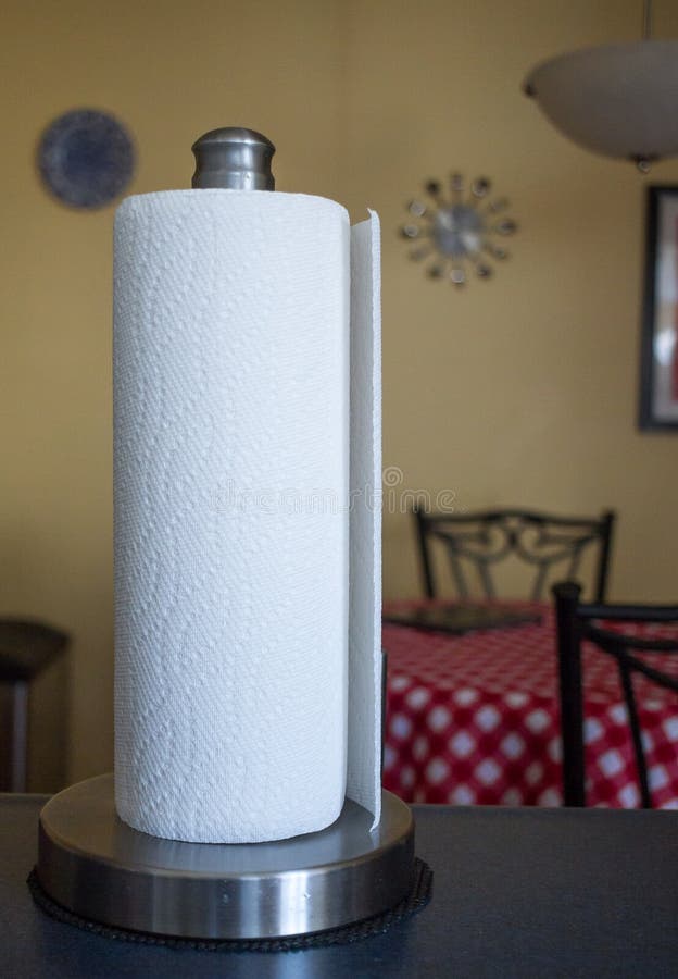 Kitchen Paper Towel on Counter Stock Image - Image of steel, clean ...