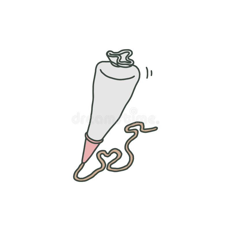 Kitchen Pastry Bag Device for Bakery, Doodle Vector Illustration ...