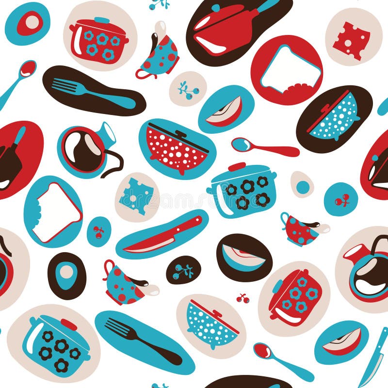 Kitchen Seamless Pattern. Vector Background. Stock Vector ...