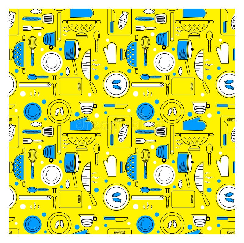 Kitchen Pattern Flat Illustration Stock Vector - Illustration of ...