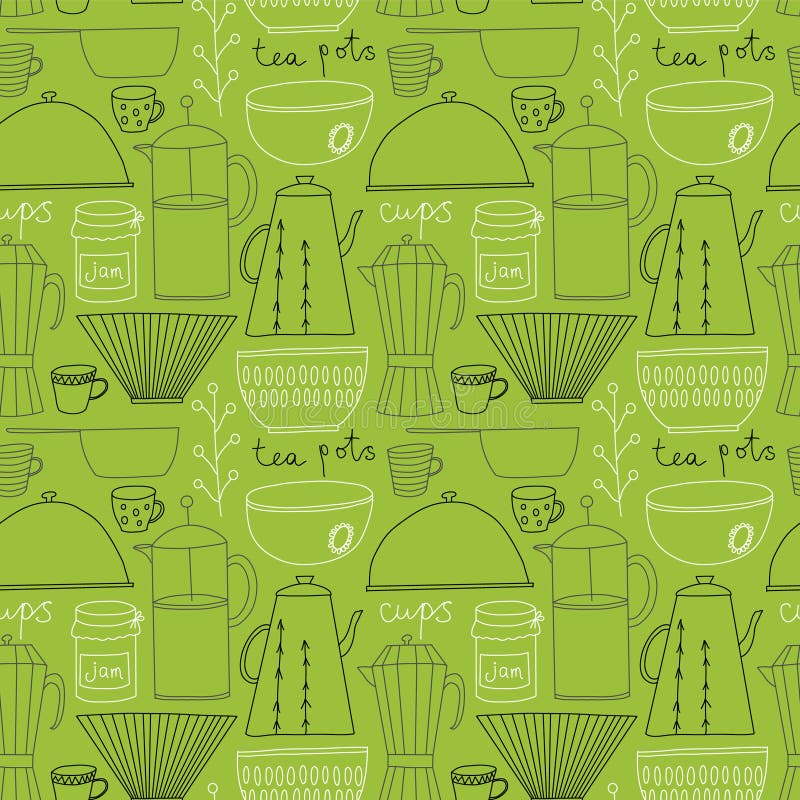 Kitchen Pattern Seamless Design Graphic Stock Vector - Illustration of ...
