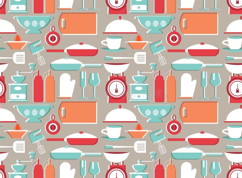 Kitchen Pattern Seamless Design Graphic Stock Vector - Illustration of ...