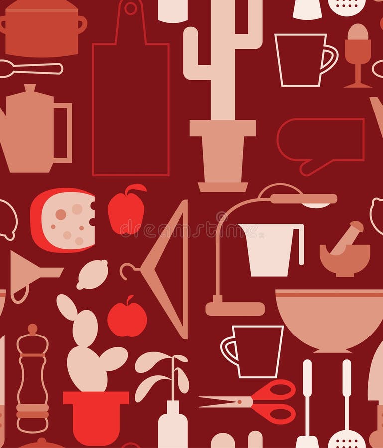 Kitchen Pattern Seamless Design Graphic Stock Vector - Illustration of ...
