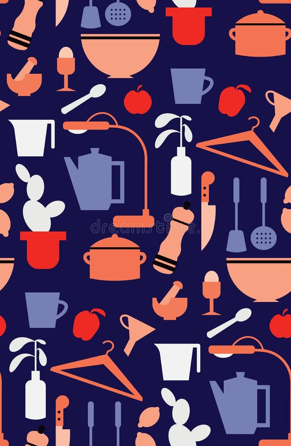 Kitchen Pattern Seamless Design Graphic Stock Illustration ...