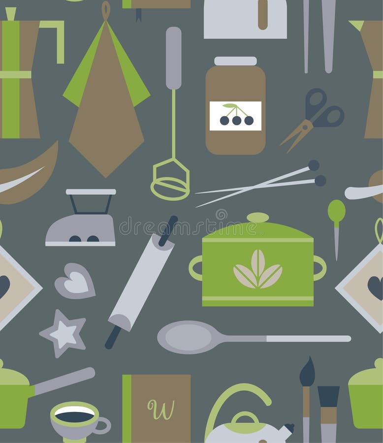 Kitchen Pattern Seamless Geometric Design Stock Vector - Illustration ...