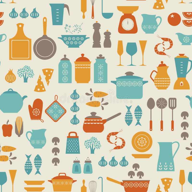 Kitchen pattern stock vector. Illustration of cute, pepper - 31977316